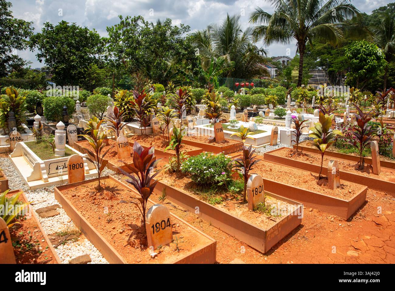 Muslim grave yard with tombstones and honoring loved ones Stock Photo ...