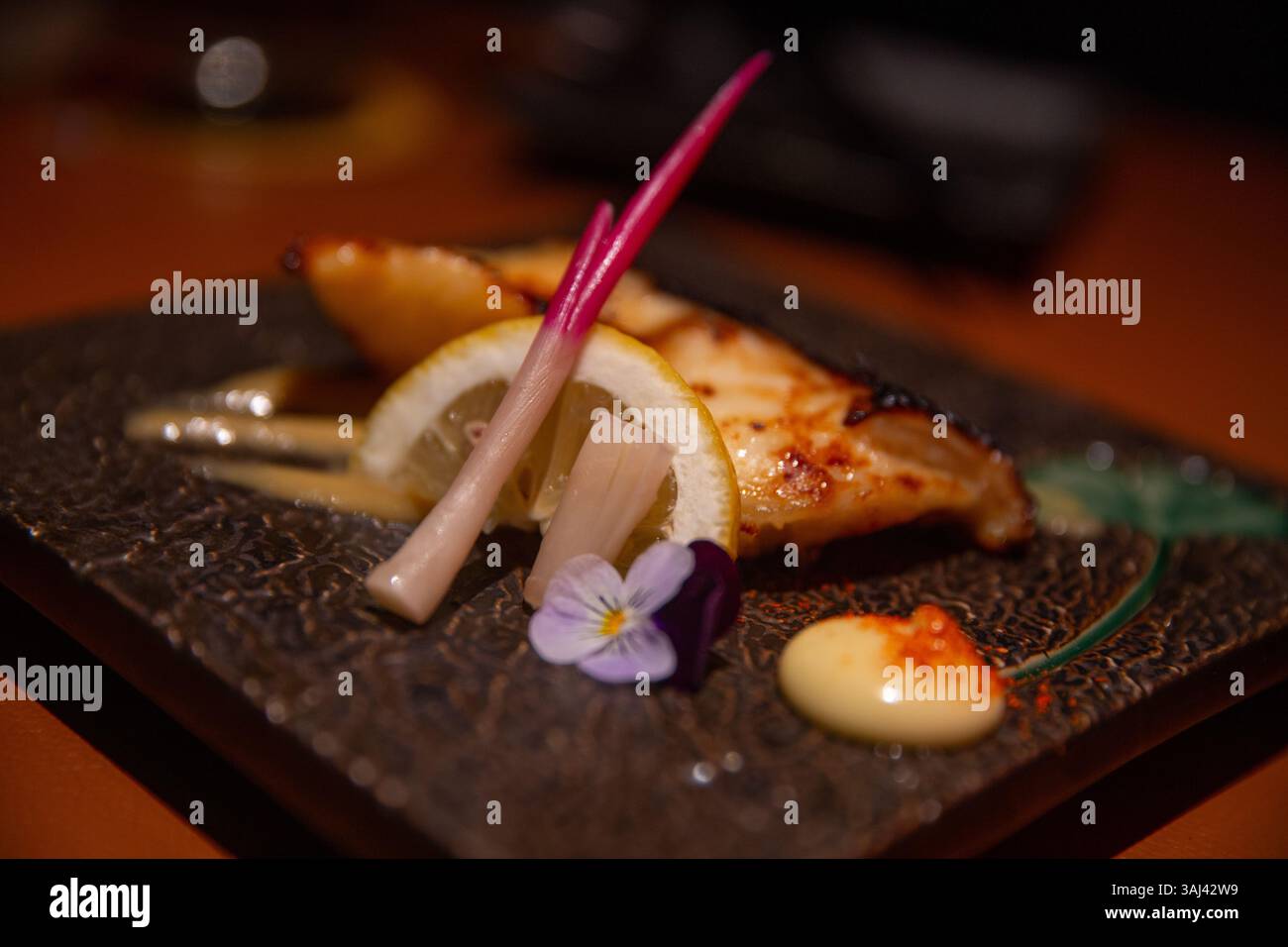 Sand Grilled Cod Fish with Miso Stock Photo - Alamy