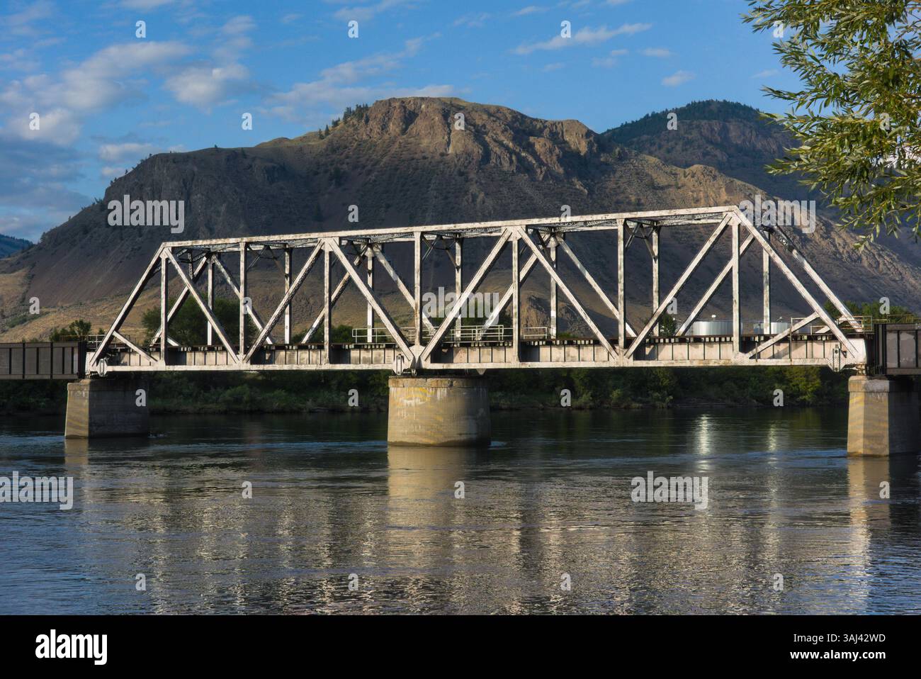 CN Railway Swing Bridge, Kamloops, British Columbia, Canada Stock Photo ...