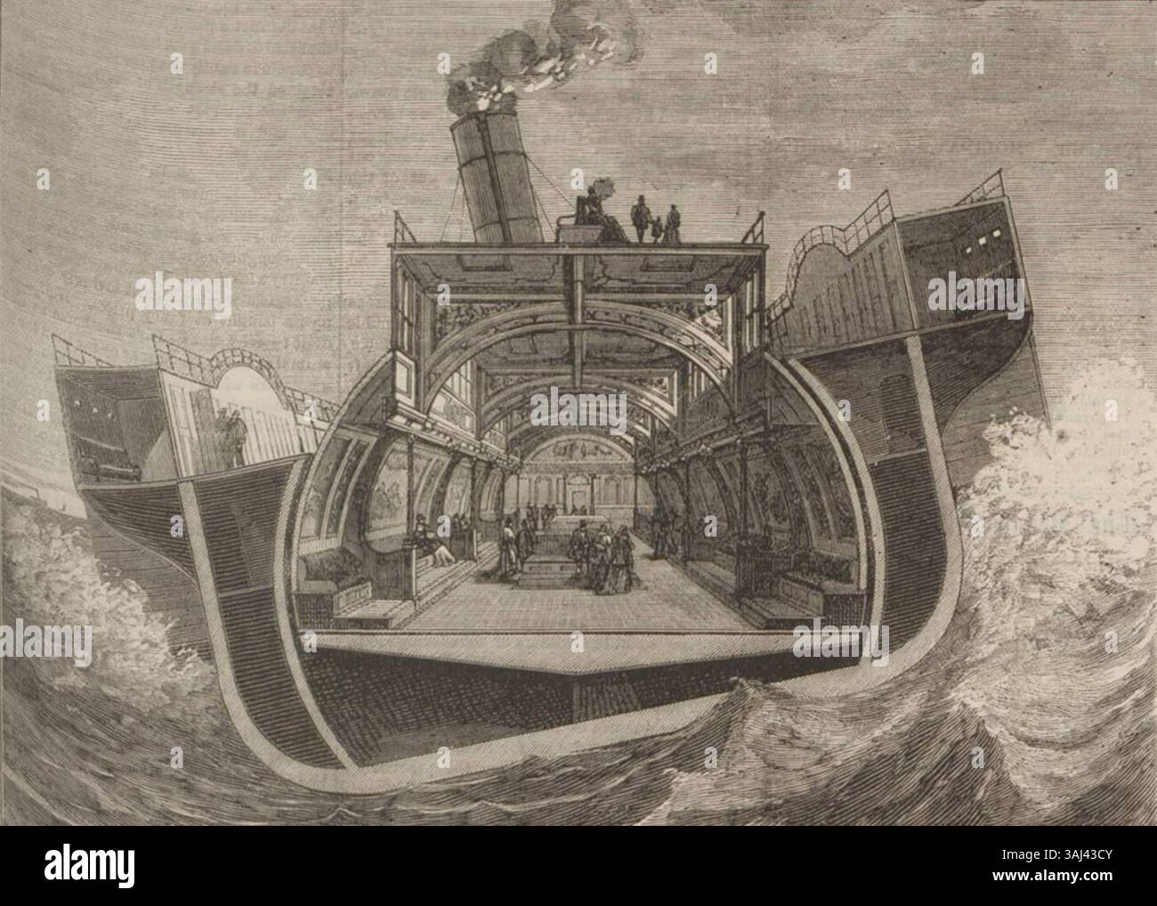This 1875 wood engraving illustrates a transverse section of the ...