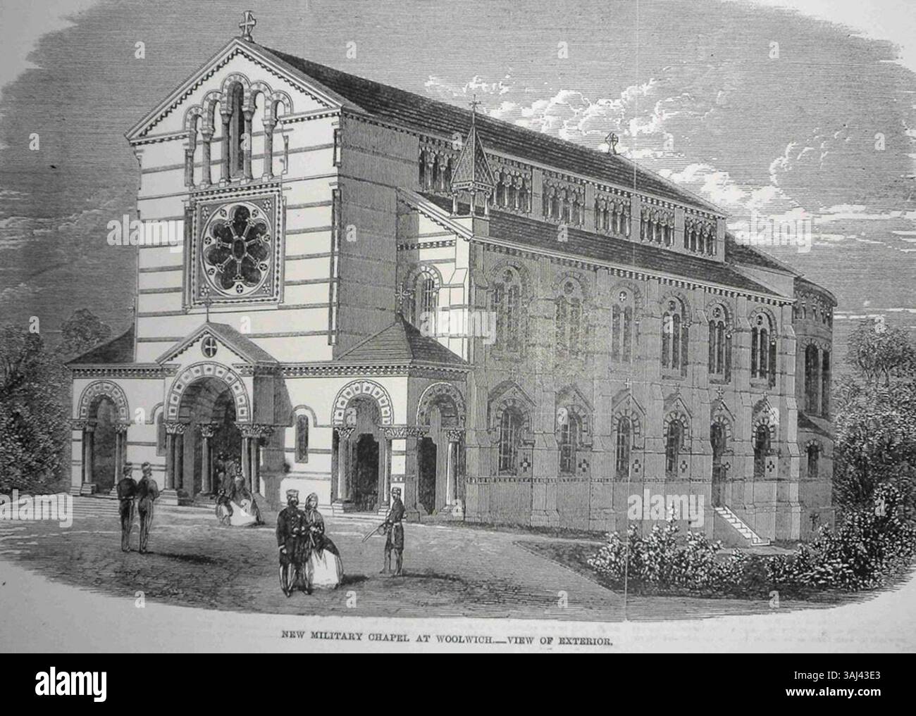 This 1863 photograph captures the exterior of the New Military Chapel ...