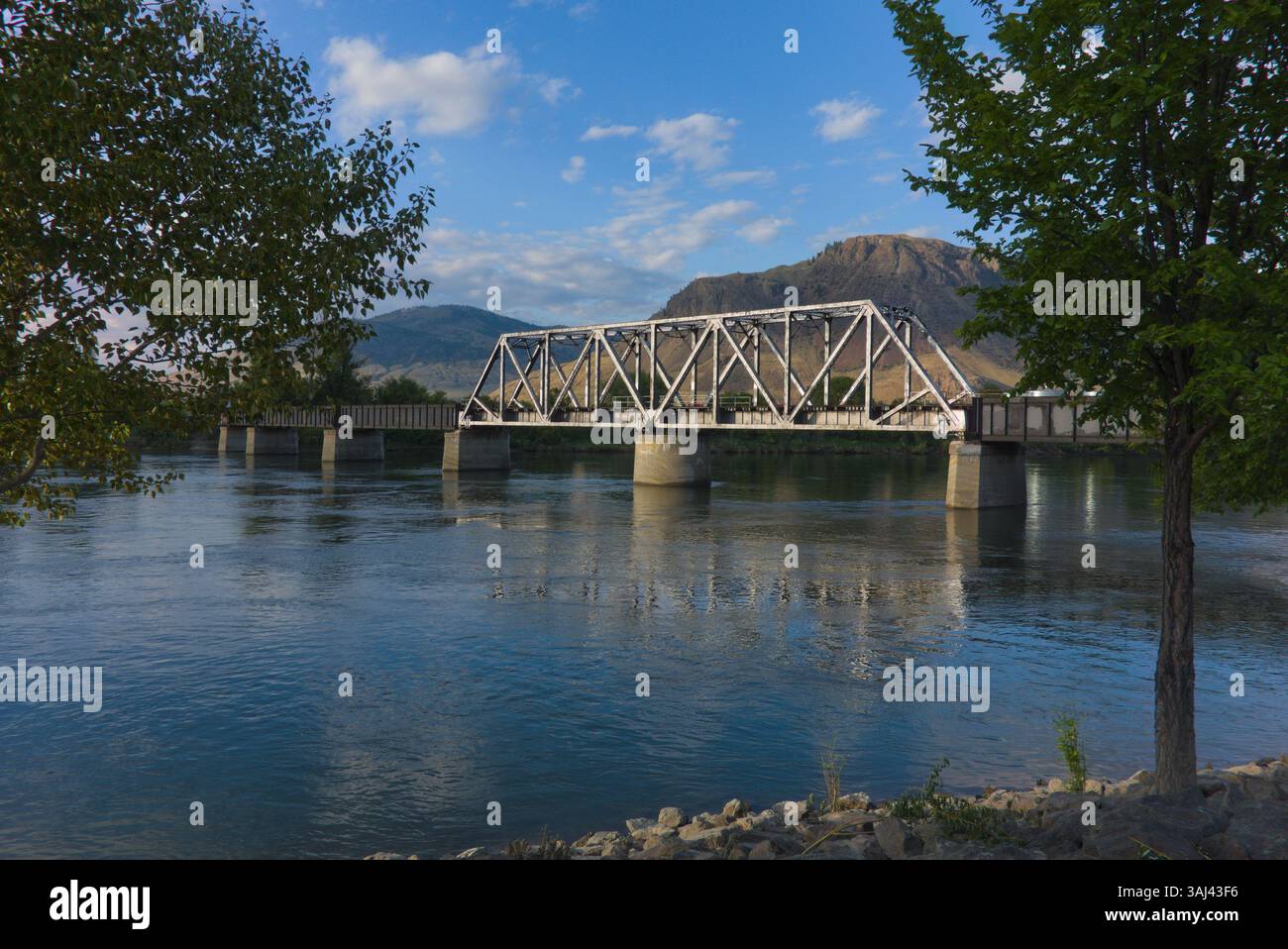CN Railway Swing Bridge, Kamloops, British Columbia, Canada Stock Photo ...