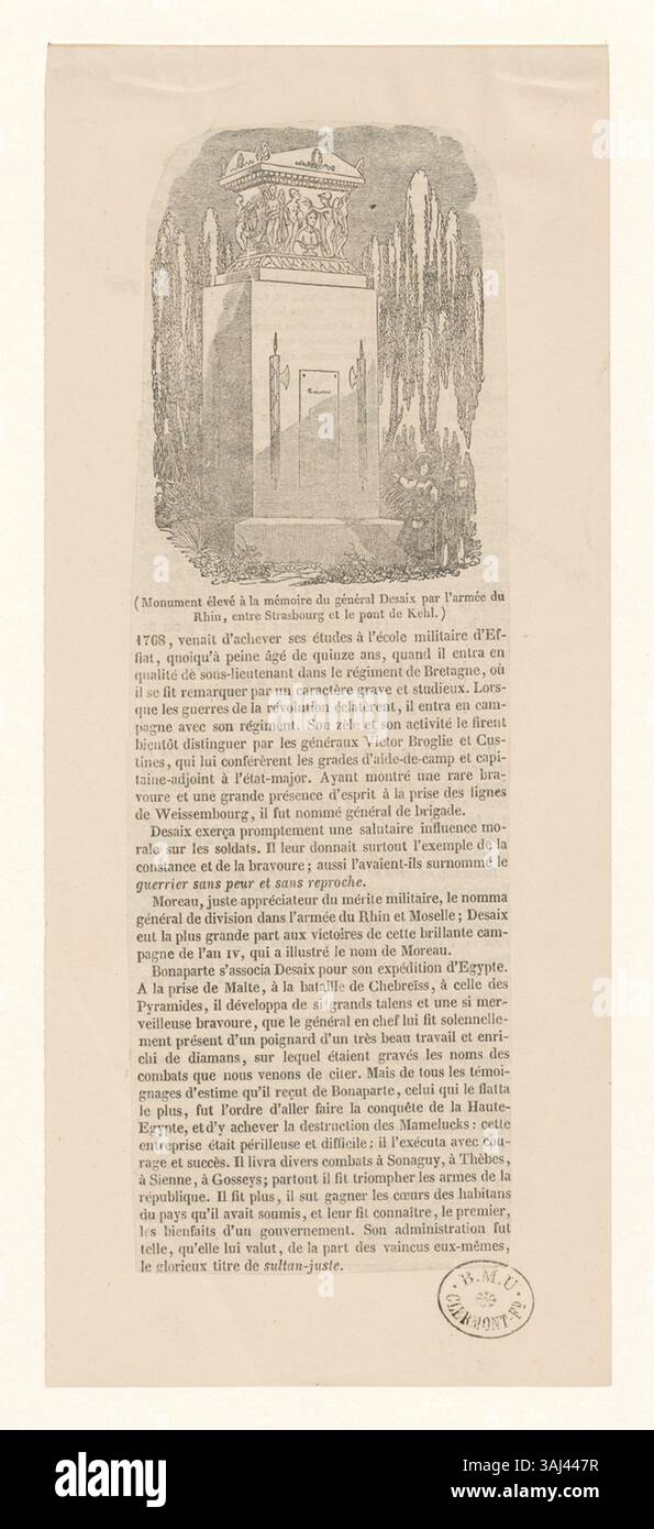 Wood engraving print from the Boyer collection showing the monument ...