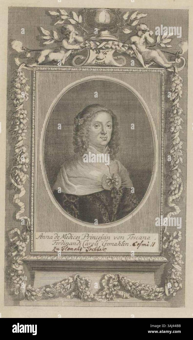 This 18th-century copper engraving portrays Anna de' Medici ...