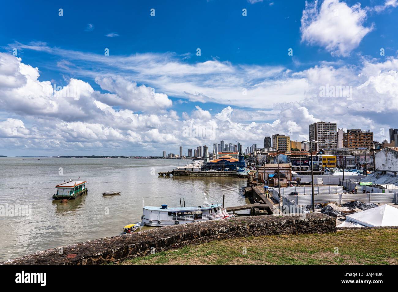 Cityscape of Belem, seen from the historic fort called Forte do ...