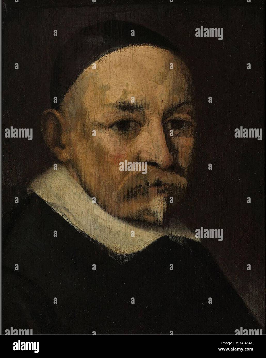 This 17th-century oil painting depicts Joost van den Vondel, a ...