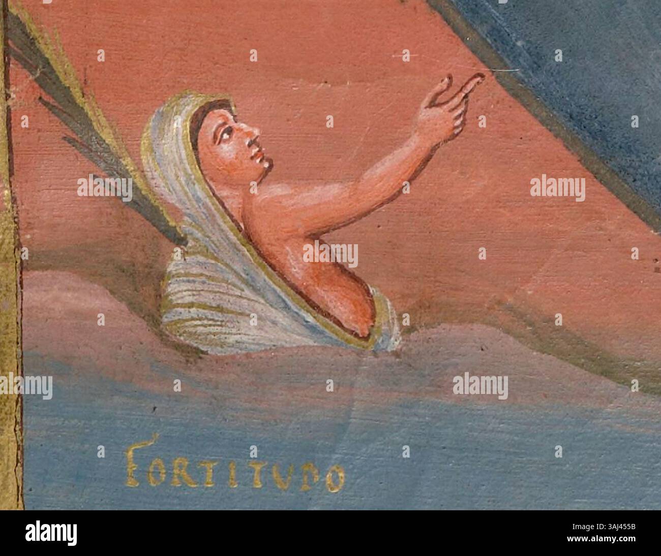 An illustration from the Vivian Bible, showing Fortitudo (Courage), one ...