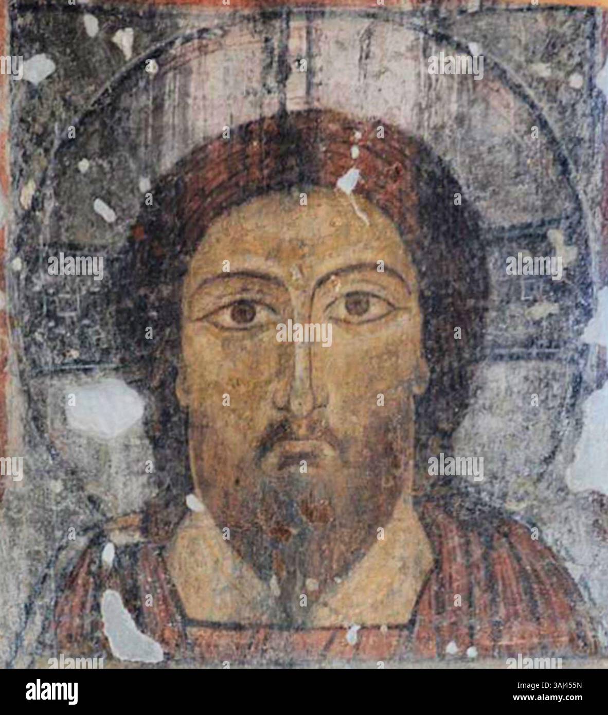 The 13th-century fresco detail from the Kobayr Chapel depicts Christ ...