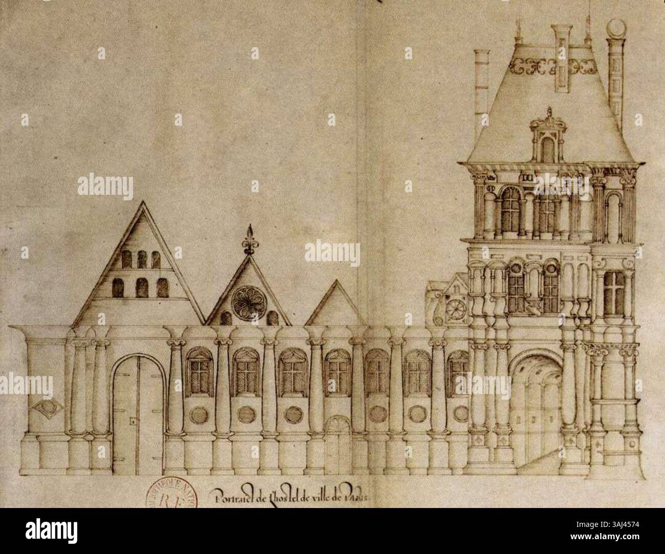Jacques Cellier’s drawing from the 1580s depicts *The Hôtel de Ville in ...