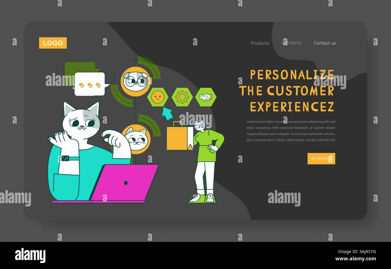 Product marketing representation with a cat character focusing on ...