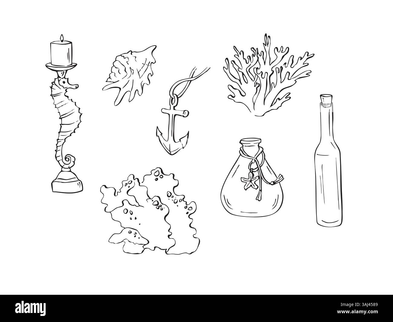 set of hand drawn sea doodles Stock Vector Image & Art - Alamy