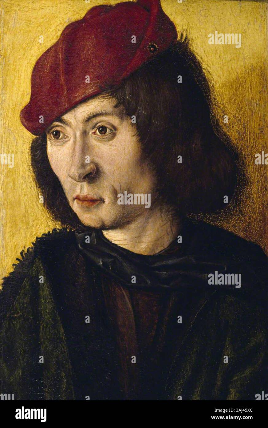 This portrait, painted circa 1480, depicts an unknown young man in a ...