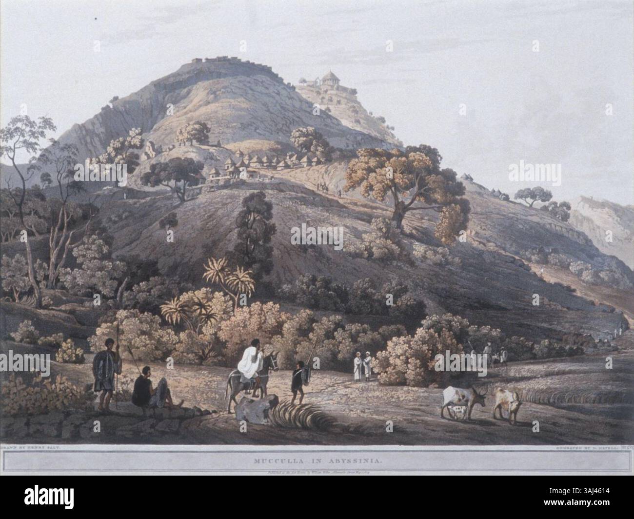 This lithograph titled 'Mucculla in Abyssinia' depicts a traditional ...