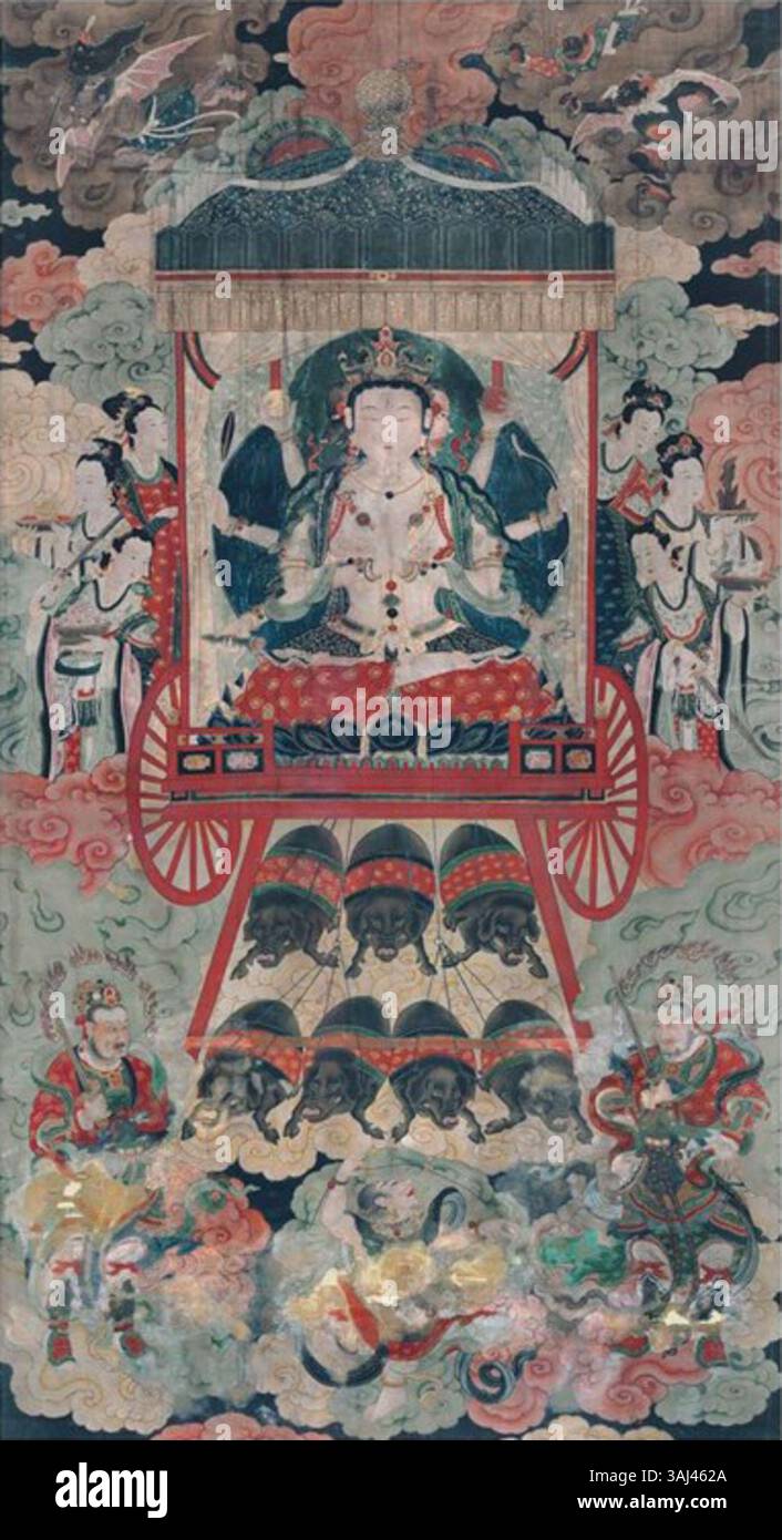 This Ming Dynasty painting (1368–1644) depicts the White Cloud Temple ...