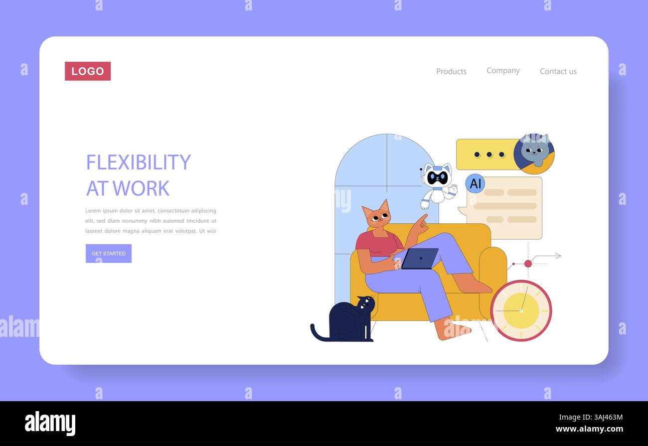 AI Assistant in a workspace context. A user interacts with an AI while working from home ...