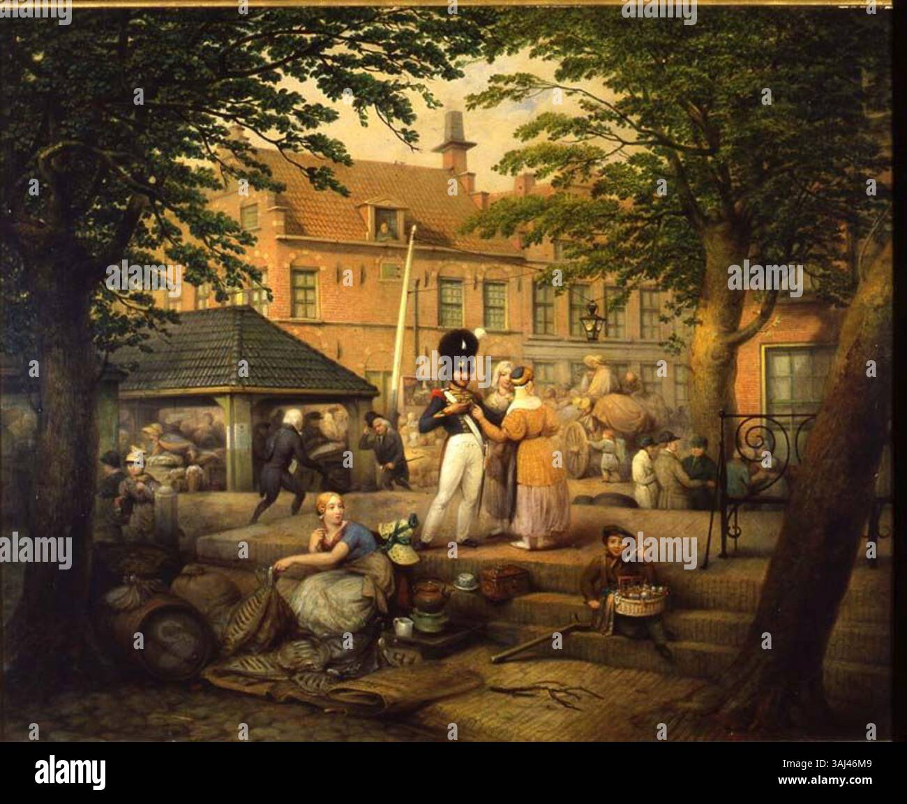 Painting by Otto de Boer, depicting the view of Wortelhaven in Leeuwarden from the direction of ...