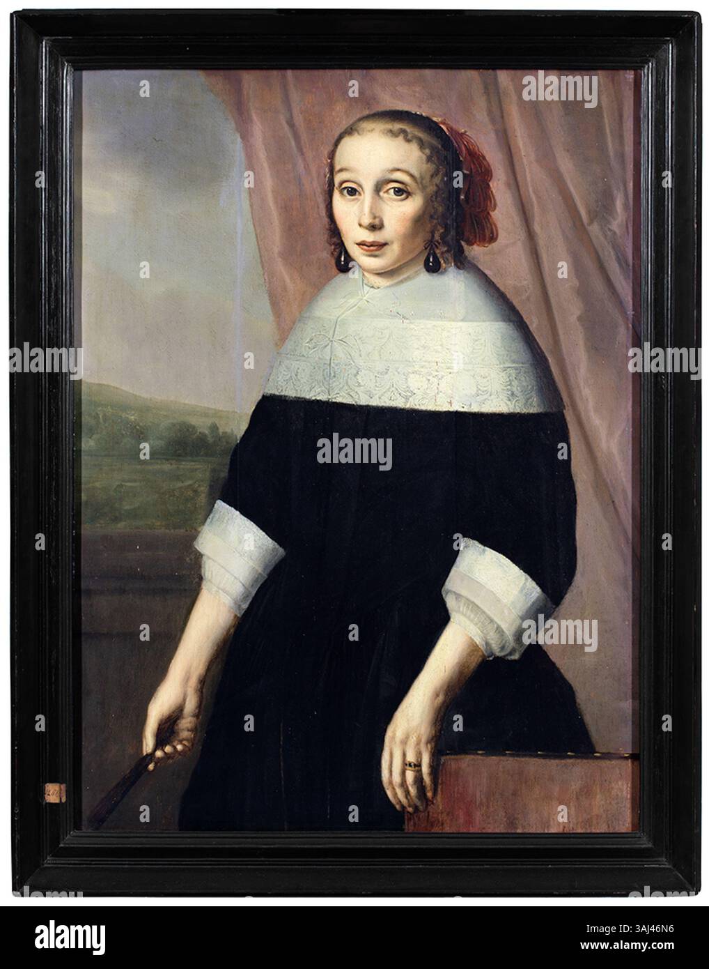 This 1640 oil on panel portrait depicts Anna Varvers (1578–?), a ...