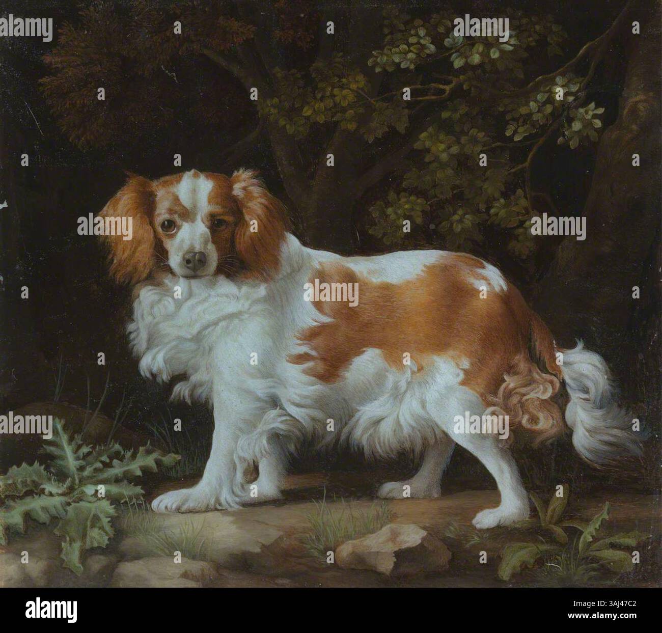 In this 18th-century painting, the King Charles Spaniel is portrayed ...