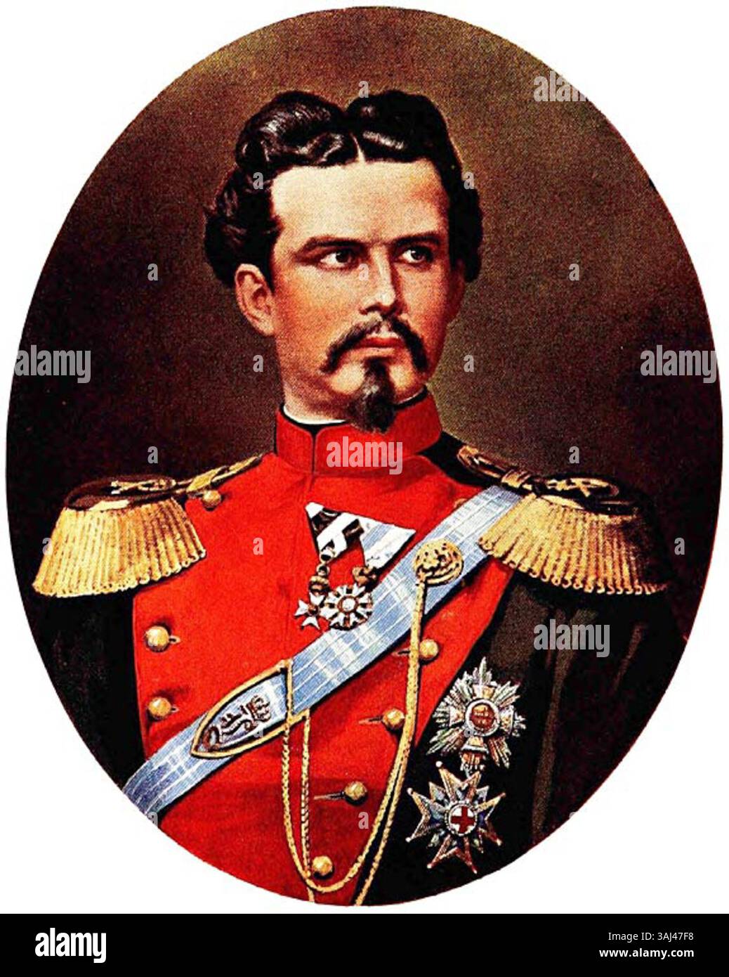 This 19th-century portrait depicts King Ludwig II of Bavaria, renowned ...