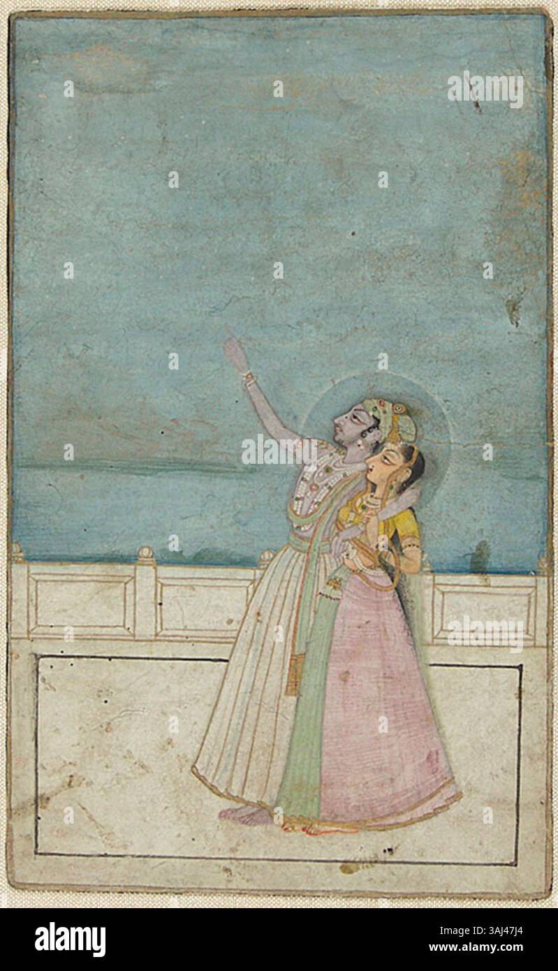 This 18th-century Indian painting depicts the divine couple Krishna and ...