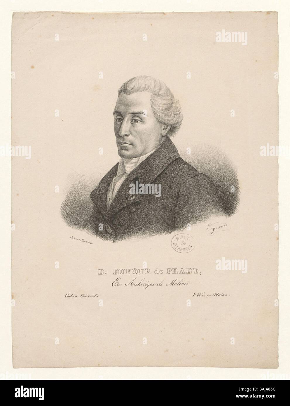 This lithograph print from the Boyer collection portrays Dominique ...