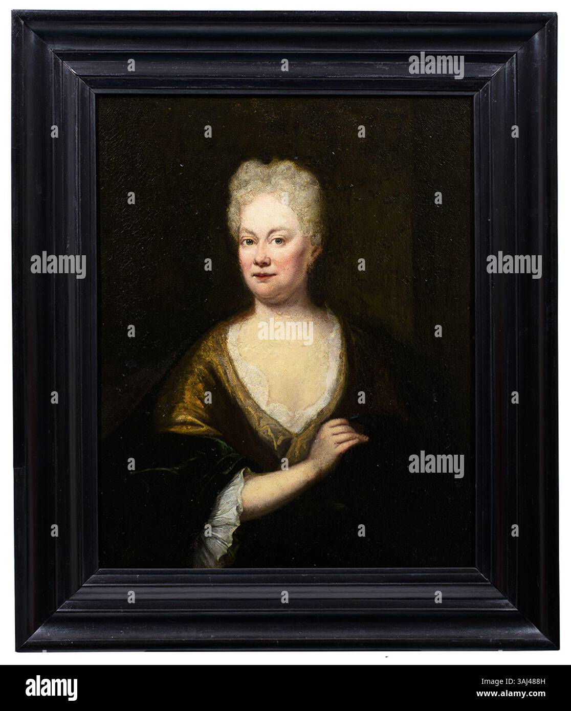 A 1740 portrait of a woman, possibly Lamina Uchtman, painted in oil on ...