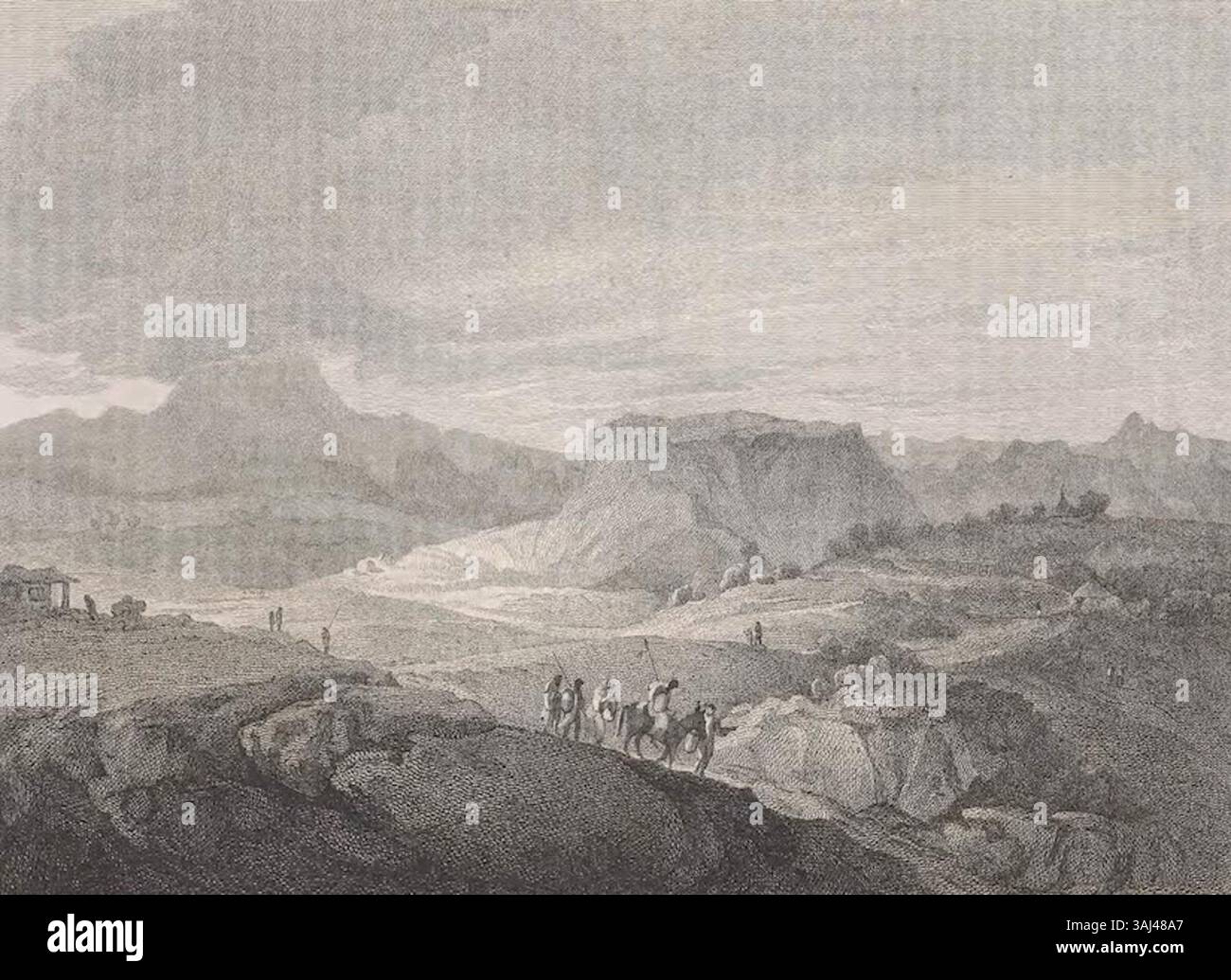 Etching by Charles Heath, circa 1814, showing the Mountain of Devra ...