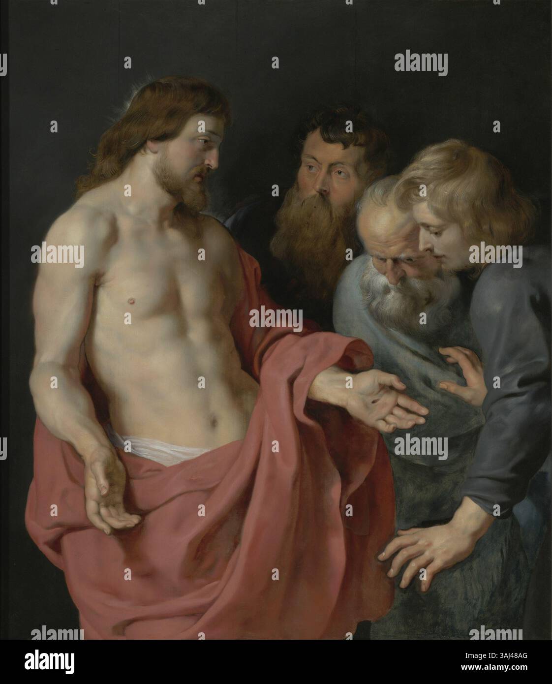 This oil painting by Peter Paul Rubens, created between 1613-1615, shows Christ's first ...