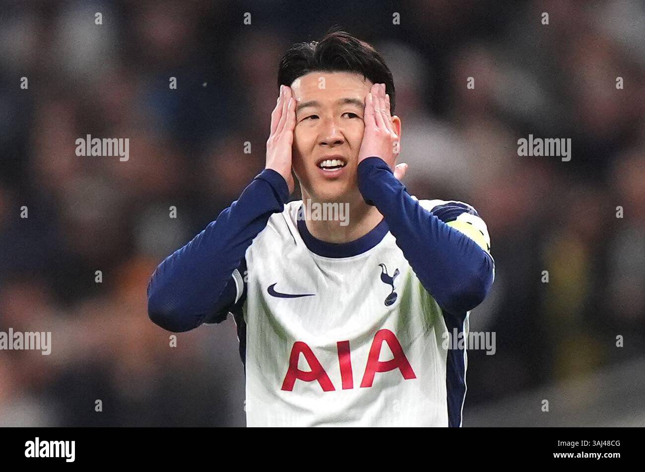 Tottenham Hotspur's Son Heung-Min reacts during the UEFA Europa League ...