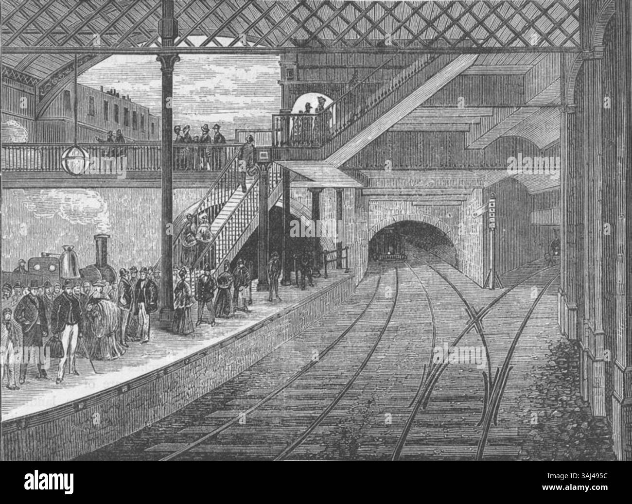 A depiction of King's Cross Underground Station in 1868, an engraving ...