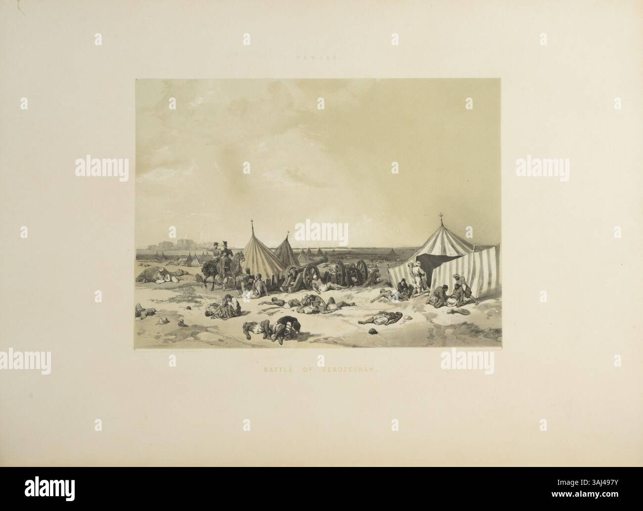 The lithograph depicts the aftermath of the Battle of Ferozeshah, part ...