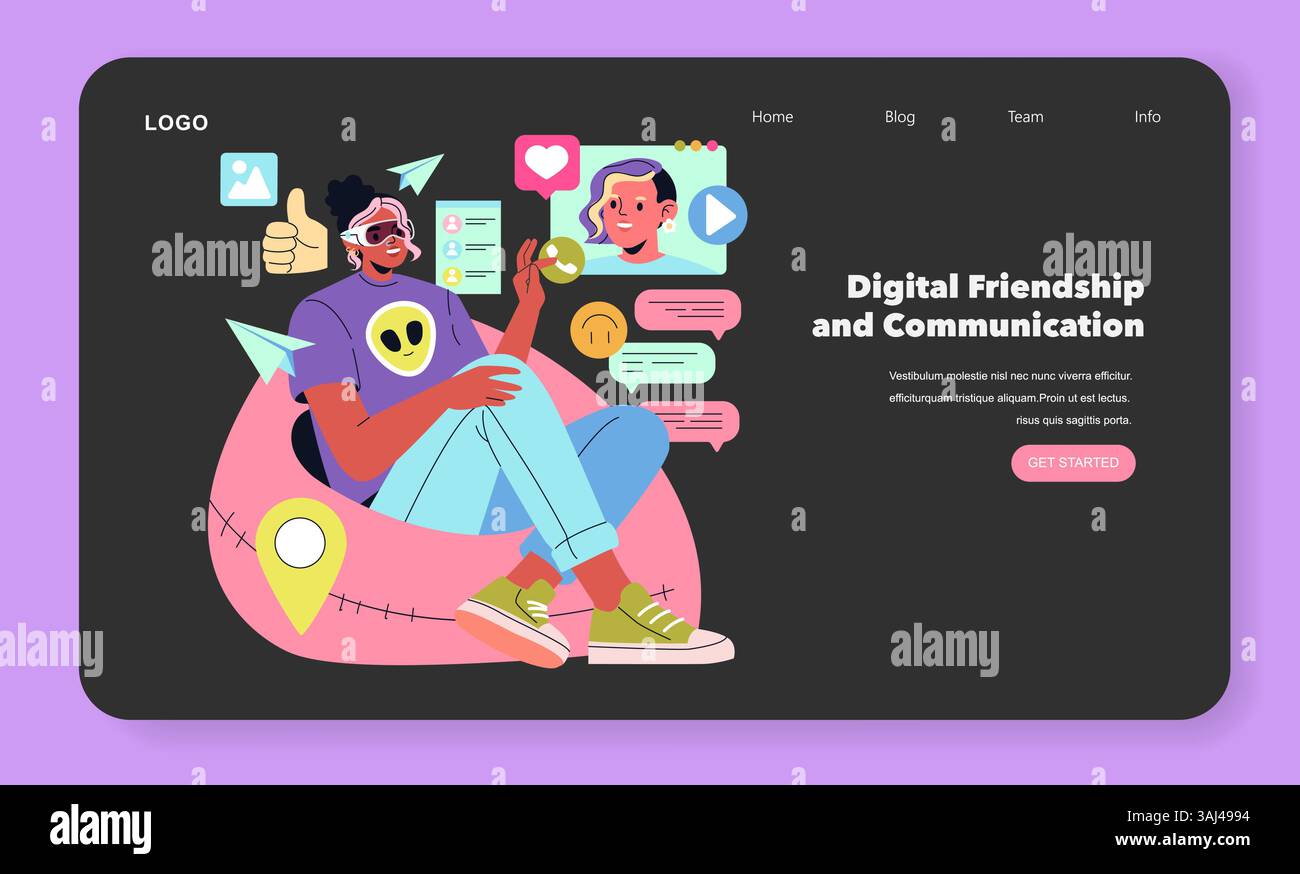 Beta Generation and their digital social interactions. Illustrates the ...