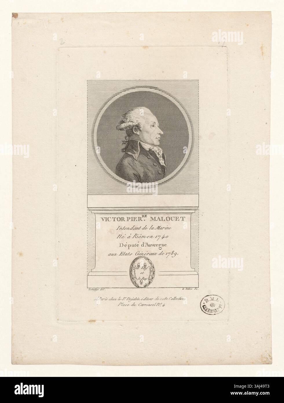 This print depicts Victor Pierre Malouet, an important French figure ...