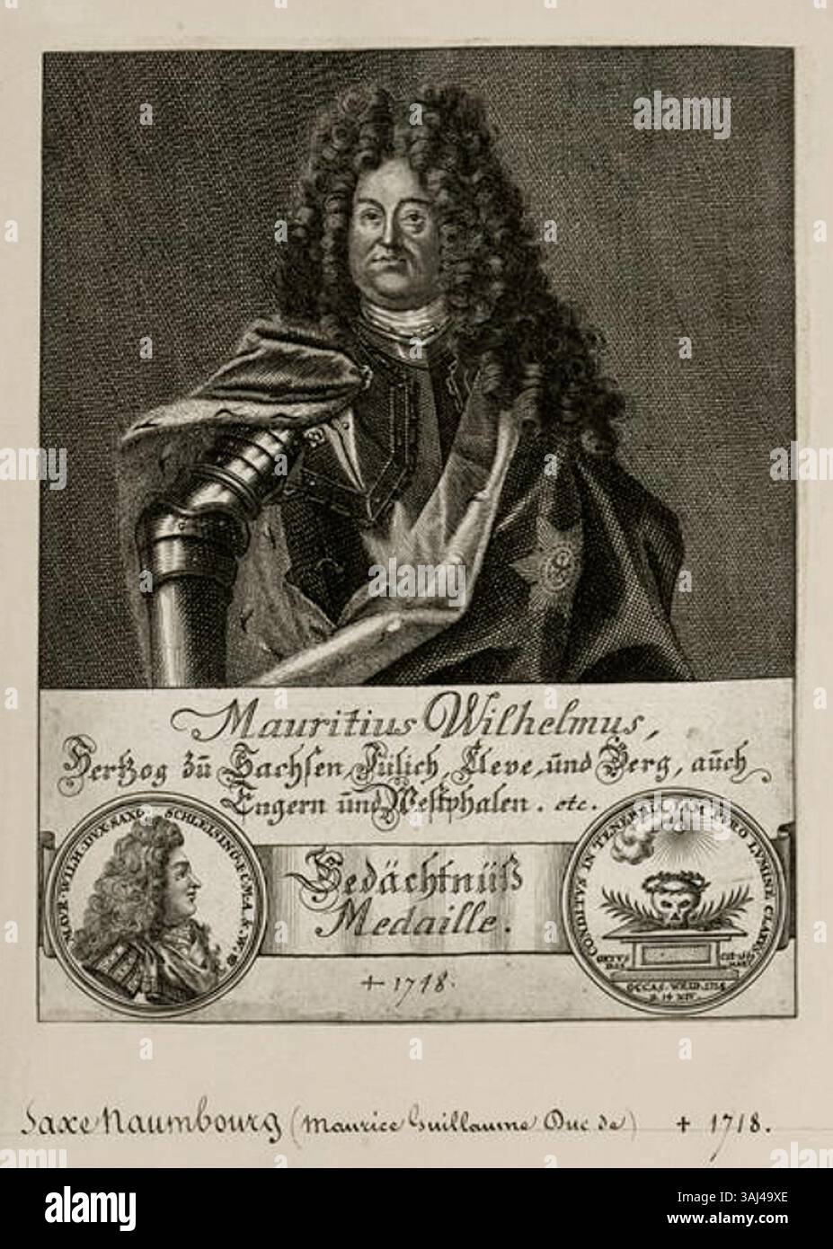 An 18th-century engraving depicts Moritz William, Duke of Saxe-Zeitz ...