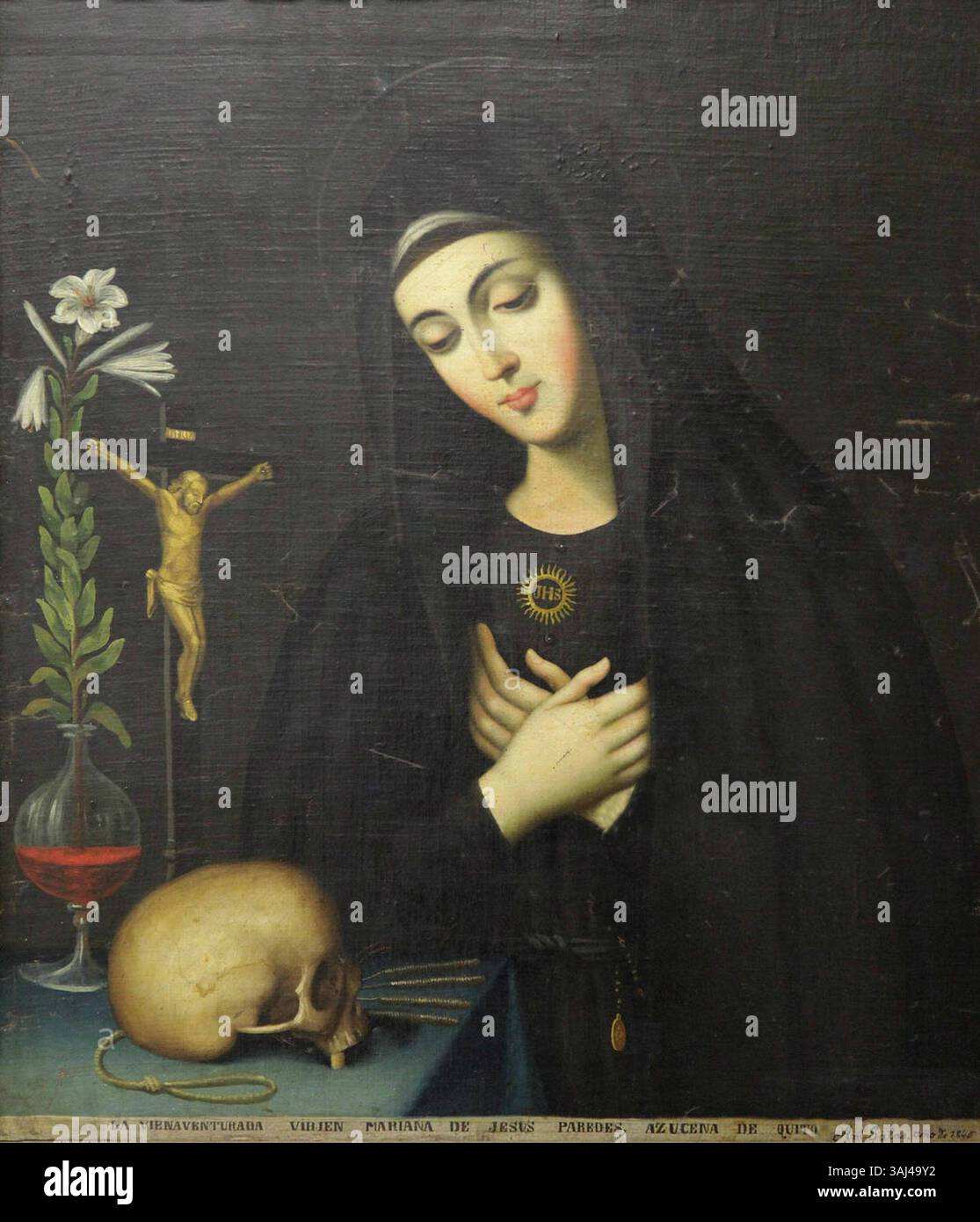 This 1845 oil painting depicts Saint Mariana de Jesus, painted by ...