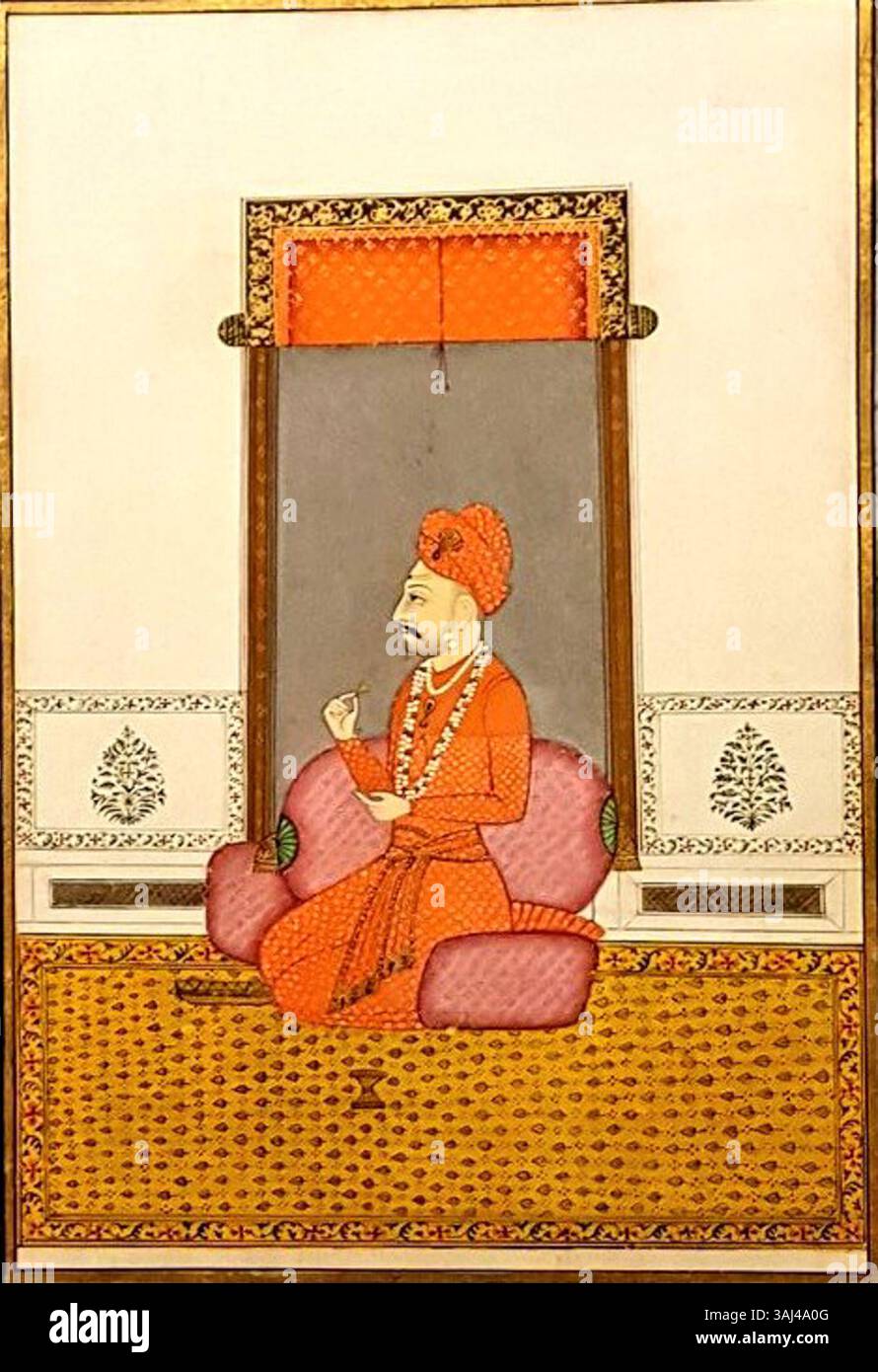 This 18th-19th century painting portrays Bajirao I, the Maratha Peshwa ...