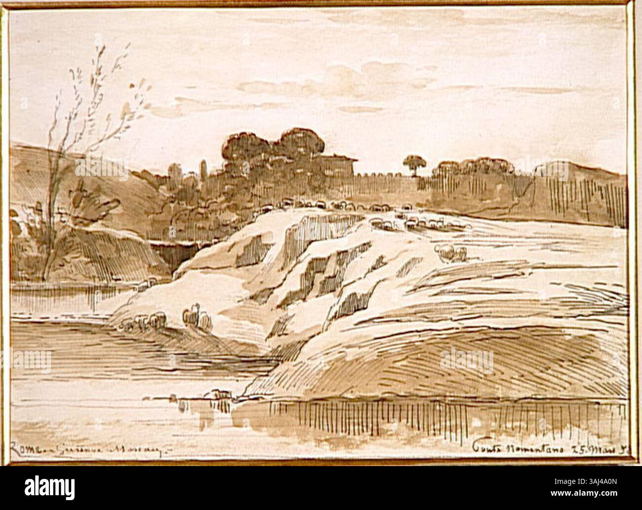 Gustave Moreau’s 'Paysage' (Landscape: Rome, Ponte Nomentano), created ...