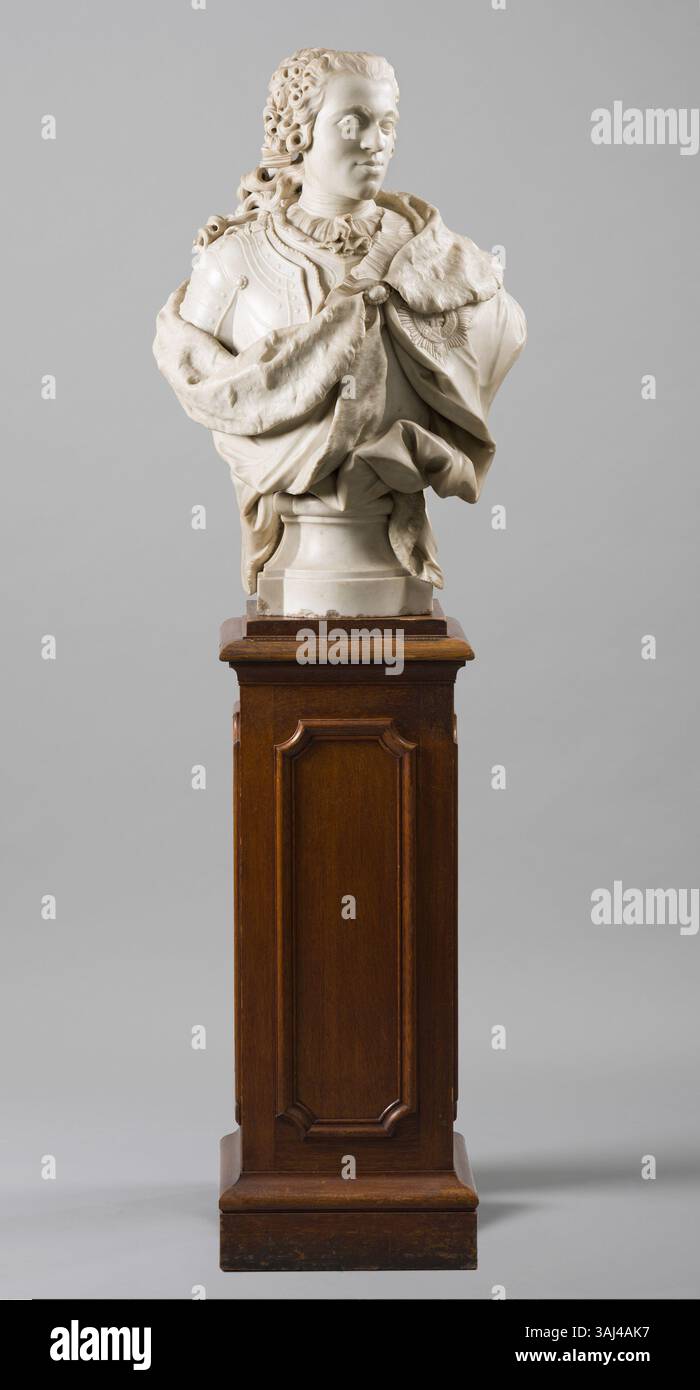 This marble bust, created by Jan Baptist Xavery in 1733, portrays ...