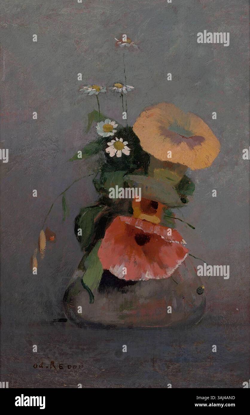Odilon Redon's 'Vase with Poppy, Camomile and Bindweed,' painted circa ...