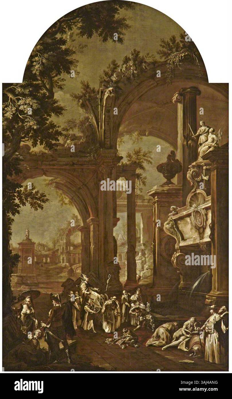 This circa 1725 oil painting depicts the Allegorical Tomb of John ...