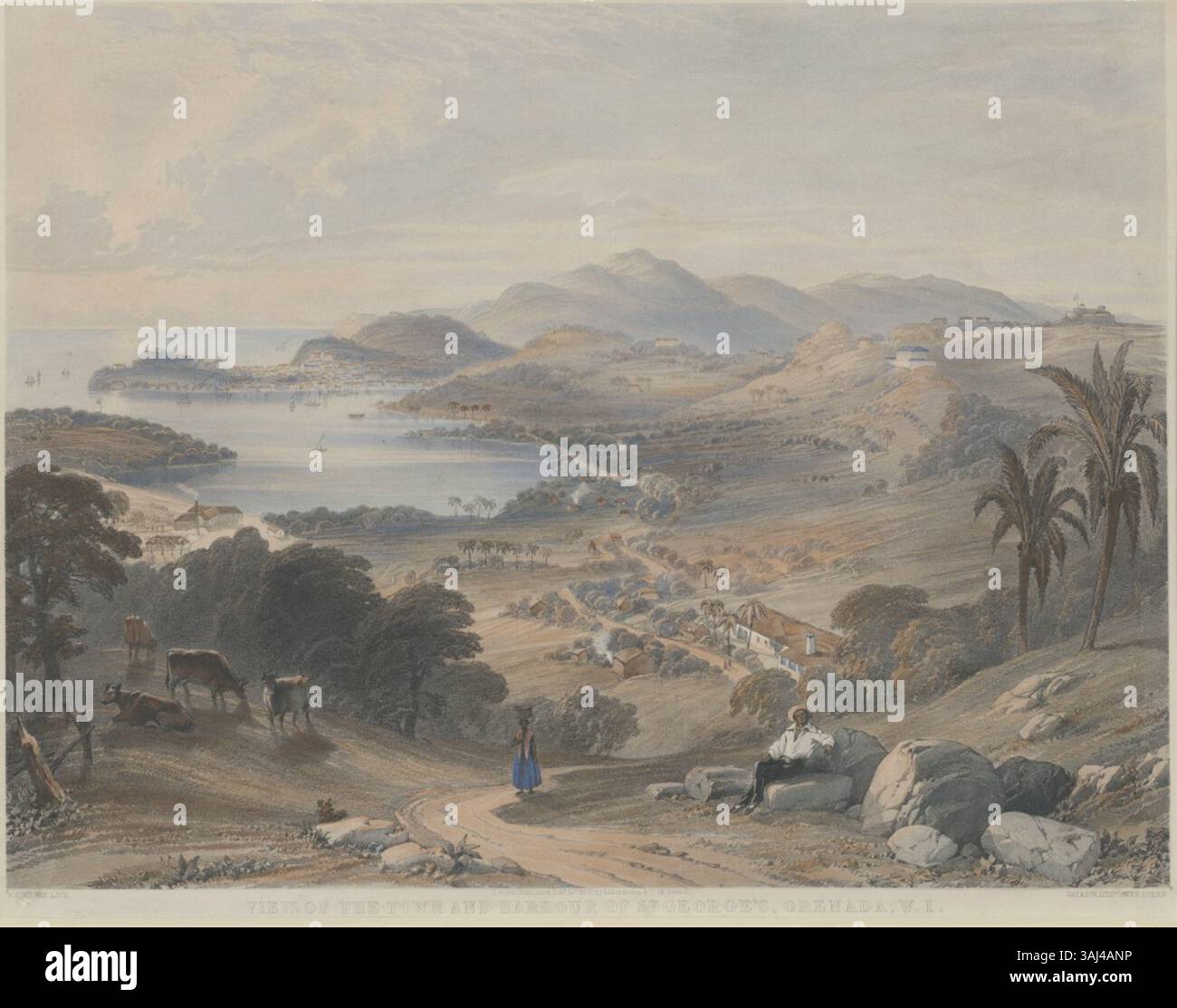 William Simpson's print from 1852 shows a scenic view of St. Georges ...