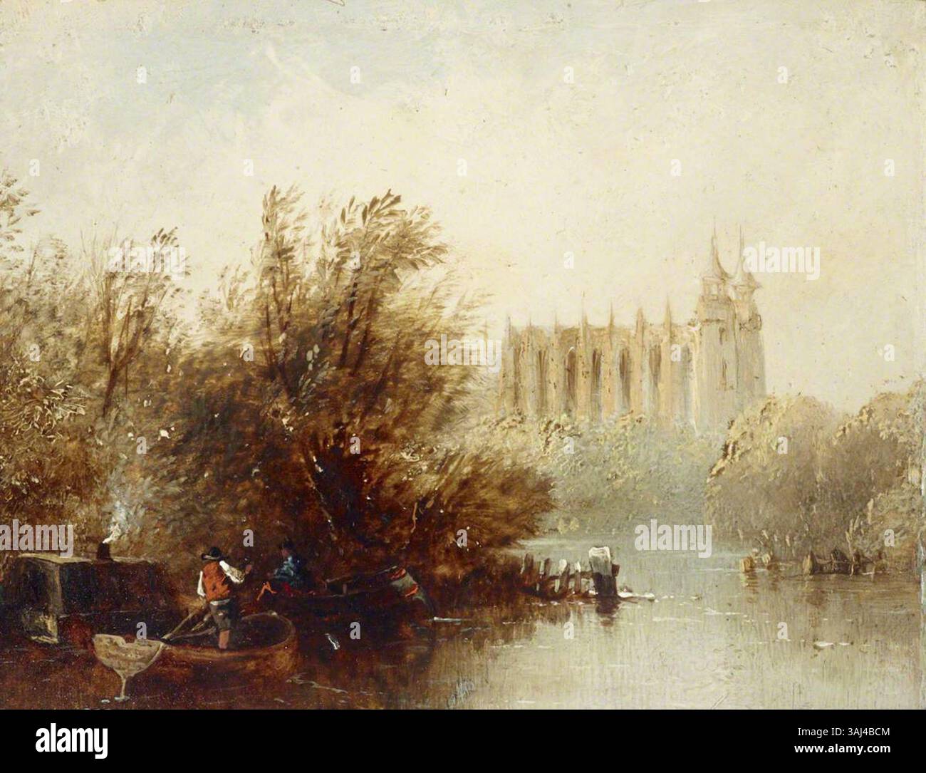This painting depicts the Eton Chapel as seen from the River Thames ...