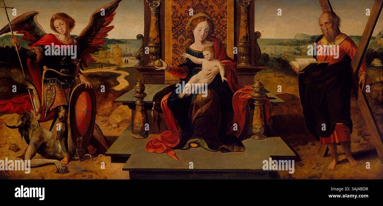This 16th-century Netherlandish painting depicts the Virgin Mary with the Child Jesus ...