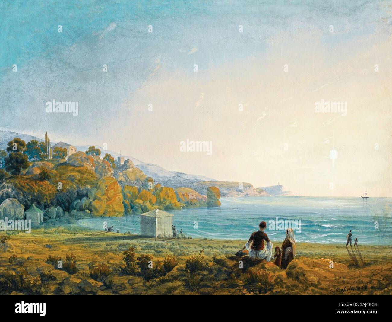 Carlo Bossoli's 1842 work captures a landscape scene, showcasing his ...