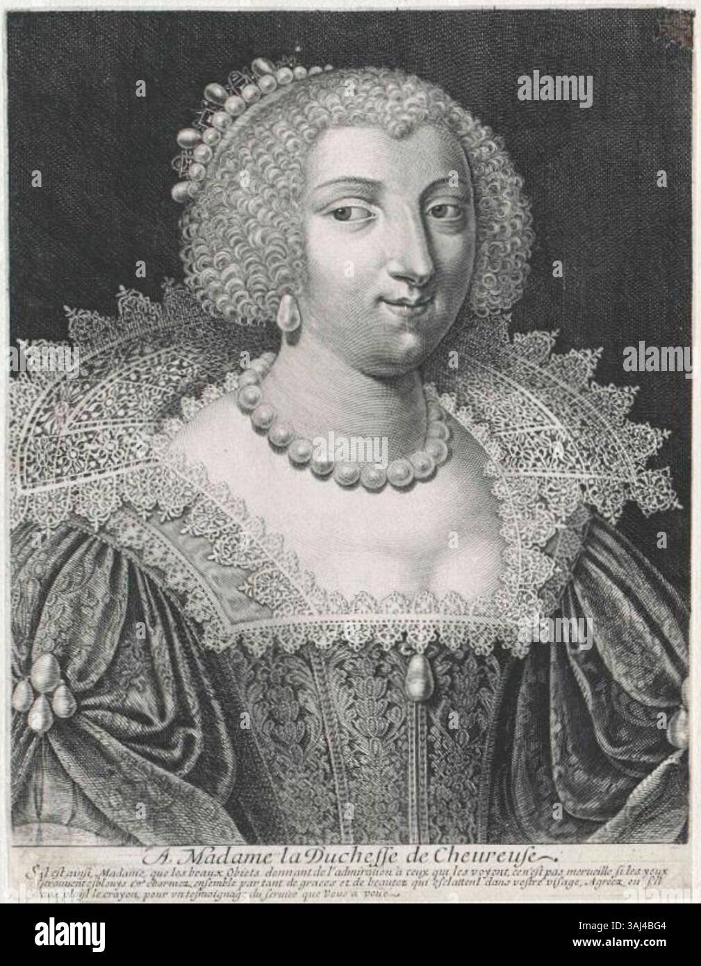 This 17th-century engraving depicts Marie de Rohan, Duchess of ...