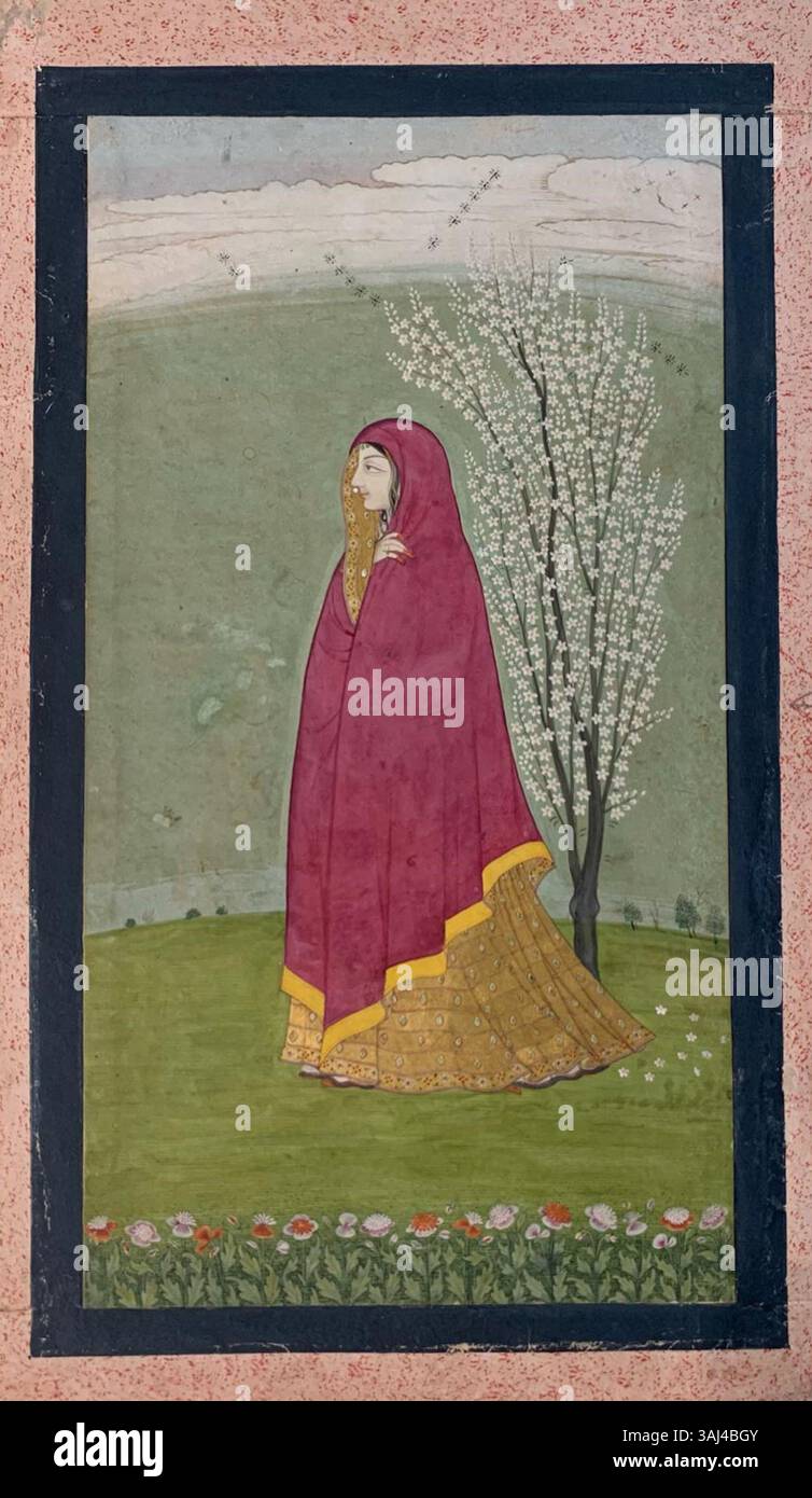 This attributed painting, A Royal Lady Stands Beneath a Tree by Nikka ...