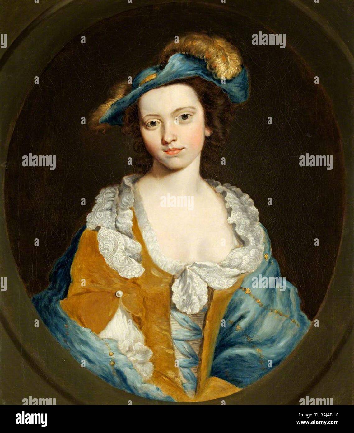 This 18th-century portrait, in the style of George Knapton, features an ...