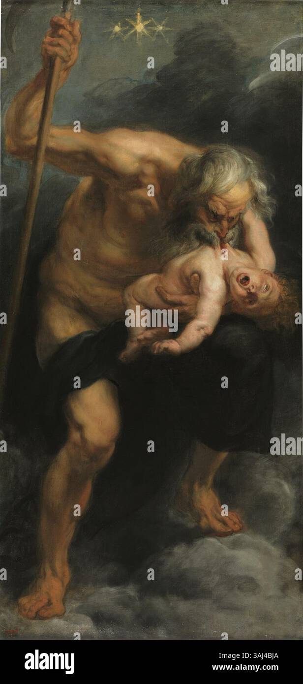 Peter Paul Rubens’ 1636-1638 painting ‘Saturn’ depicts the mythological figure Saturn, the ...