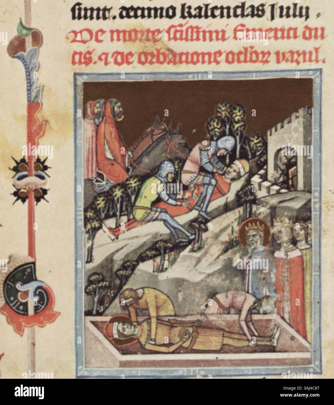 This illustration from the Képes Krónika depicts the funeral of Prince ...