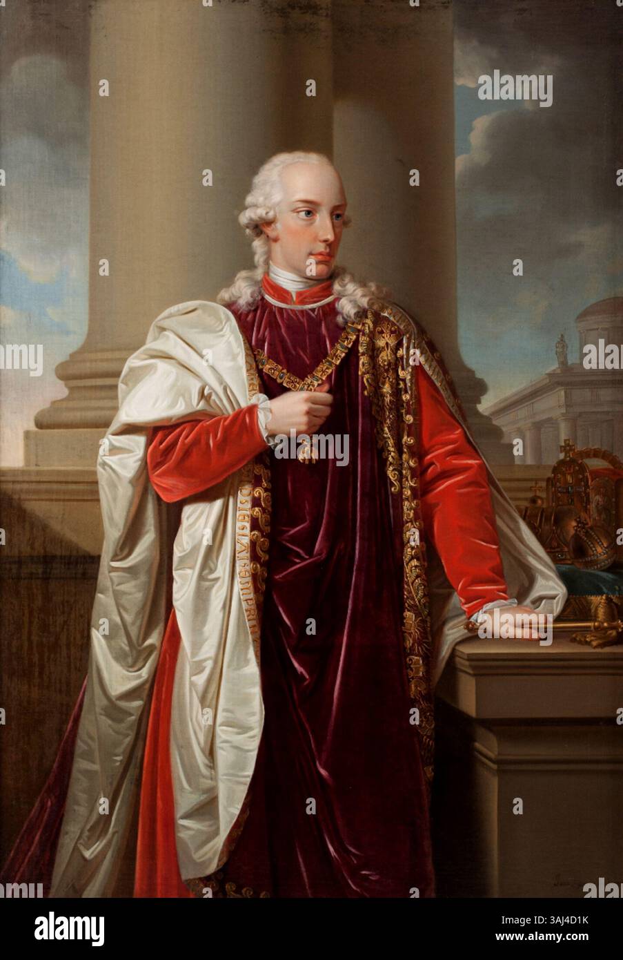 This 1792 portrait by Johann Zitterer depicts Francis II, Holy Roman Emperor. Painted in oil on ...
